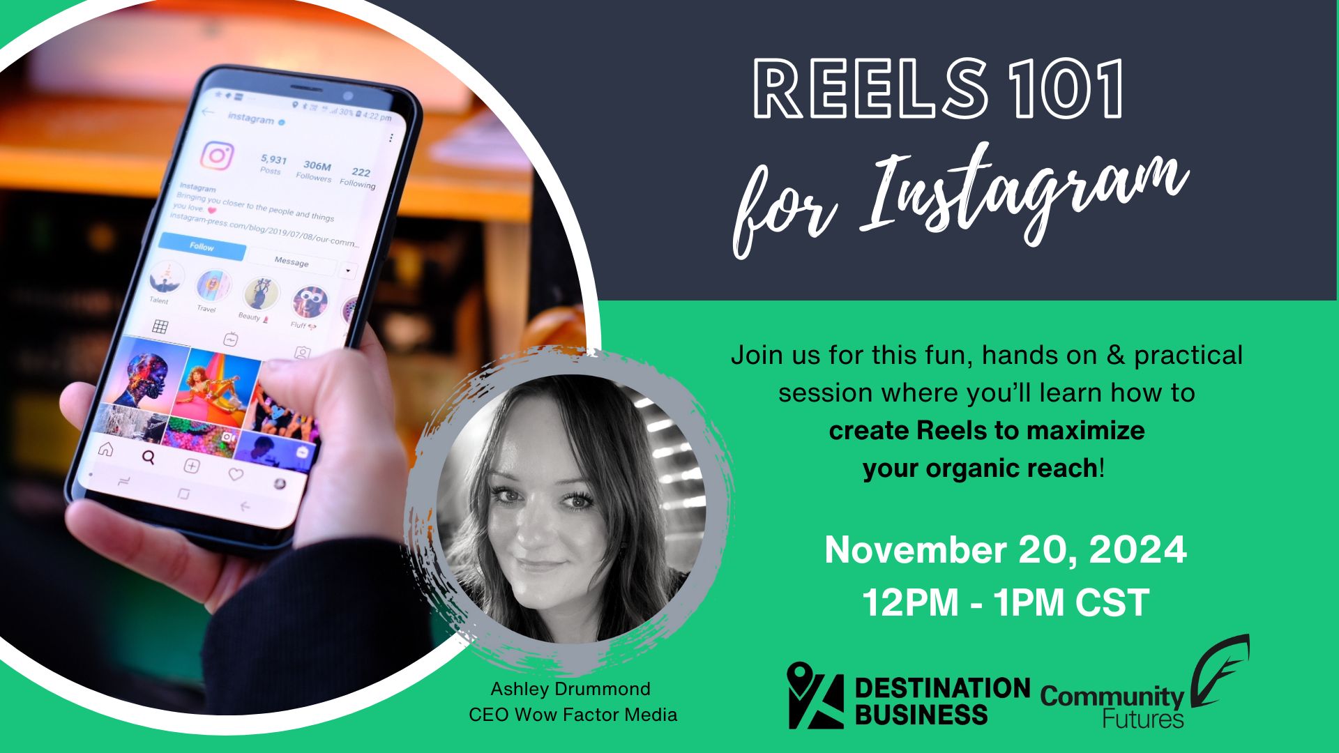 Reels 101 for Instagram-Workshops - Destination Business